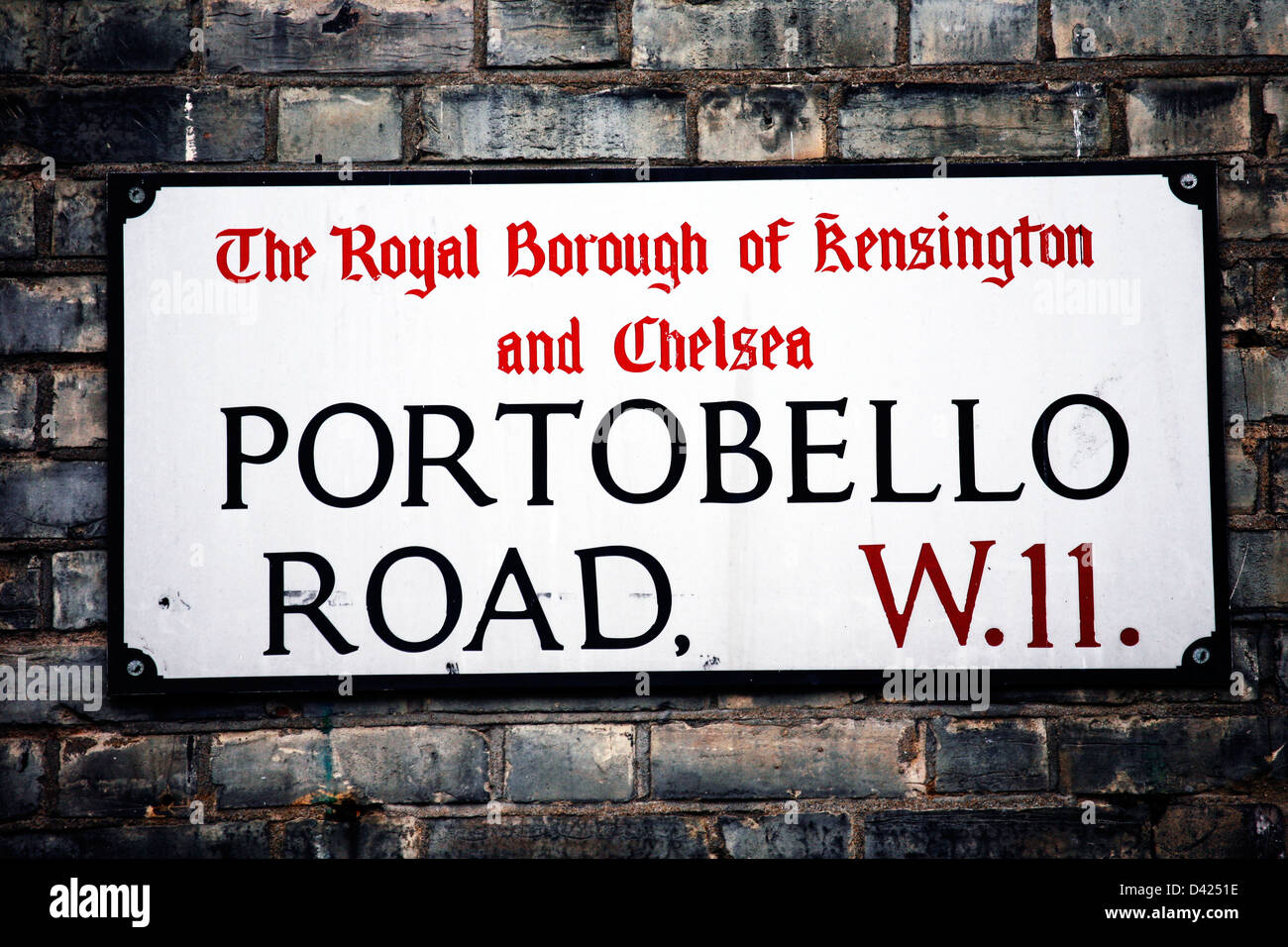 London Street Sign, Portobello Road, Borough of Kensington and Chelsea ...