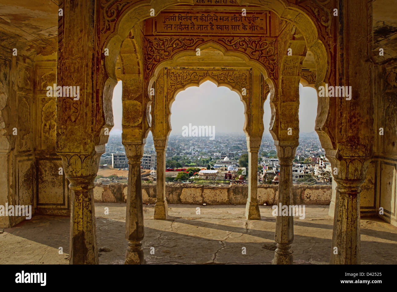 Surya Mandir (Sun Temple) and a view from there over the city of Jaipur ...