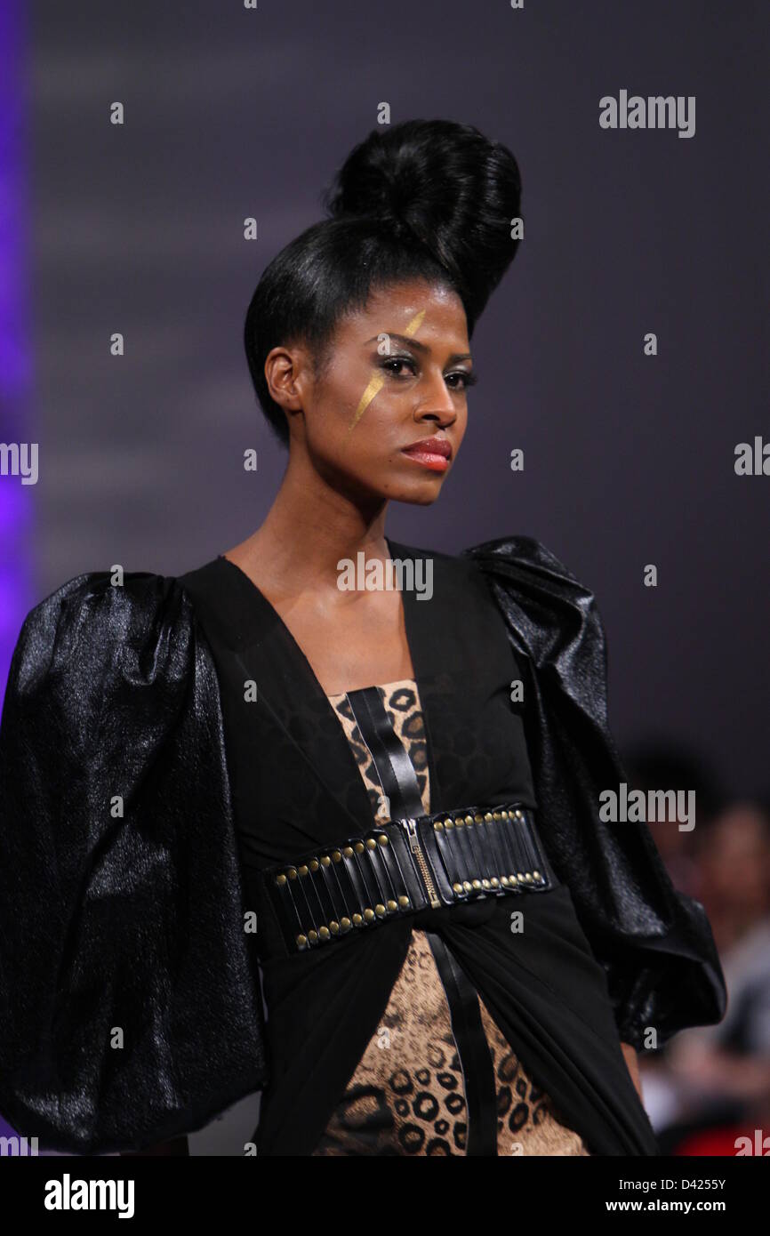 NEW YORK - FEBRUARY 17: A model walks runway for Tyrell Mason ...