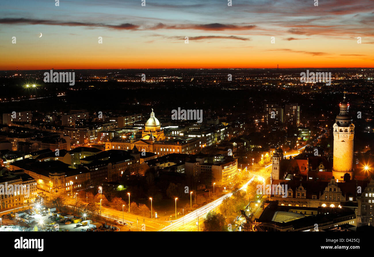 Leipzig, Germany, overview of Leipzig in the evening Stock Photo - Alamy