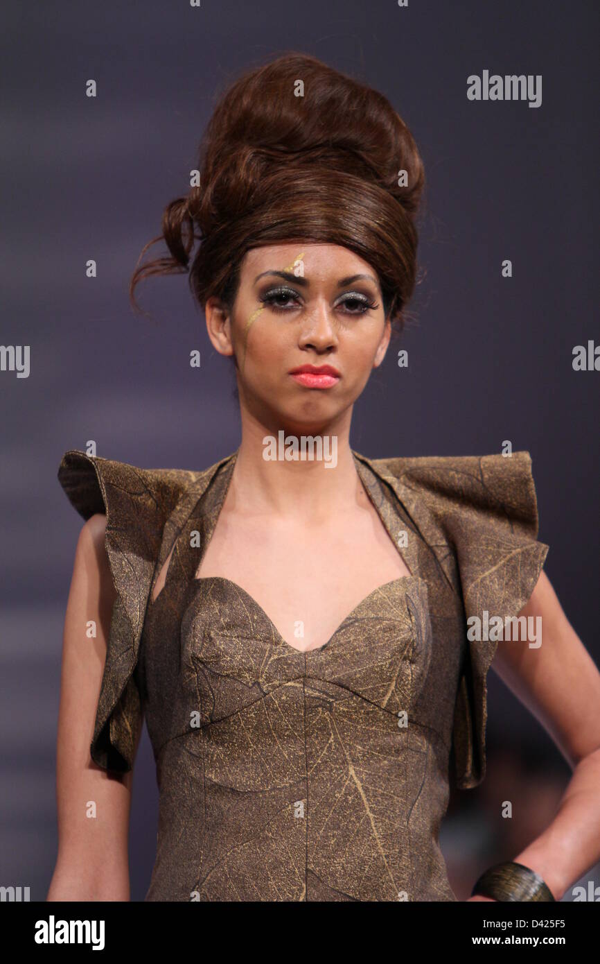 NEW YORK - FEBRUARY 17: A model walks runway for Tyrell Mason ...