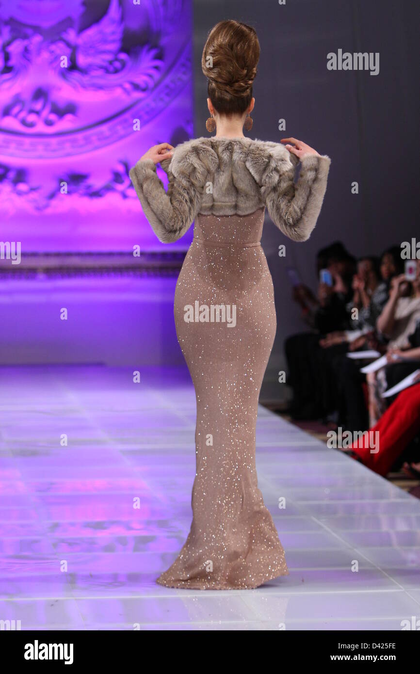 NEW YORK - FEBRUARY 17: A model walks runway for Tyrell Mason ...