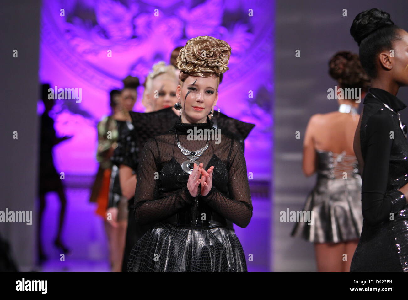 NEW YORK - FEBRUARY 17: Models walks runway finale for Tyrell Mason ...