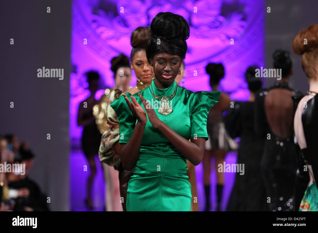 NEW YORK - FEBRUARY 17: Models walks runway finale for Tyrell Mason ...