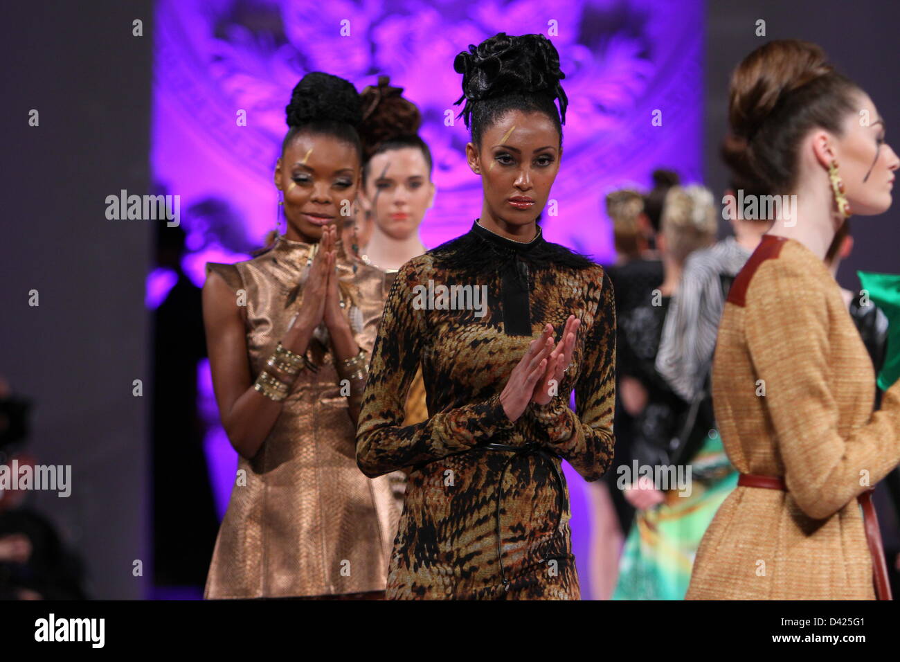 NEW YORK - FEBRUARY 17: Models walks runway finale for Tyrell Mason ...