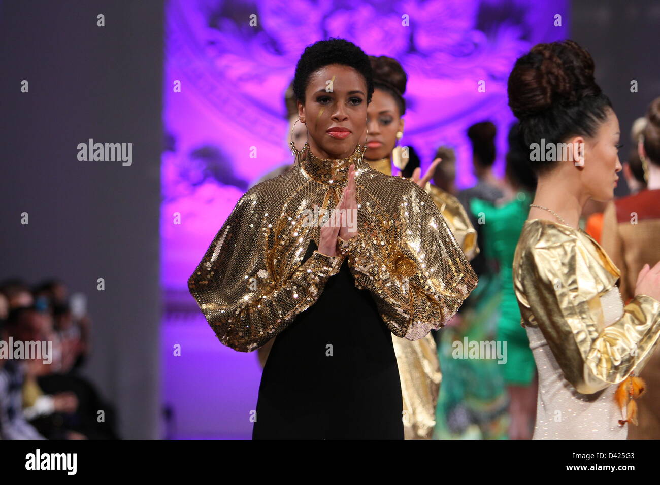 NEW YORK - FEBRUARY 17: Models walks runway finale for Tyrell Mason ...