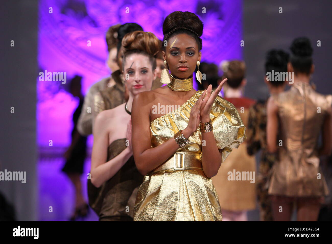NEW YORK - FEBRUARY 17: Models walks runway finale for Tyrell Mason ...