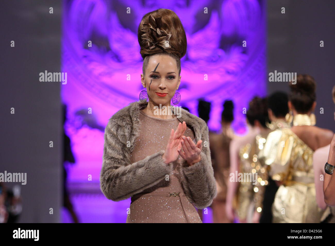 NEW YORK - FEBRUARY 17: Models walks runway finale for Tyrell Mason ...