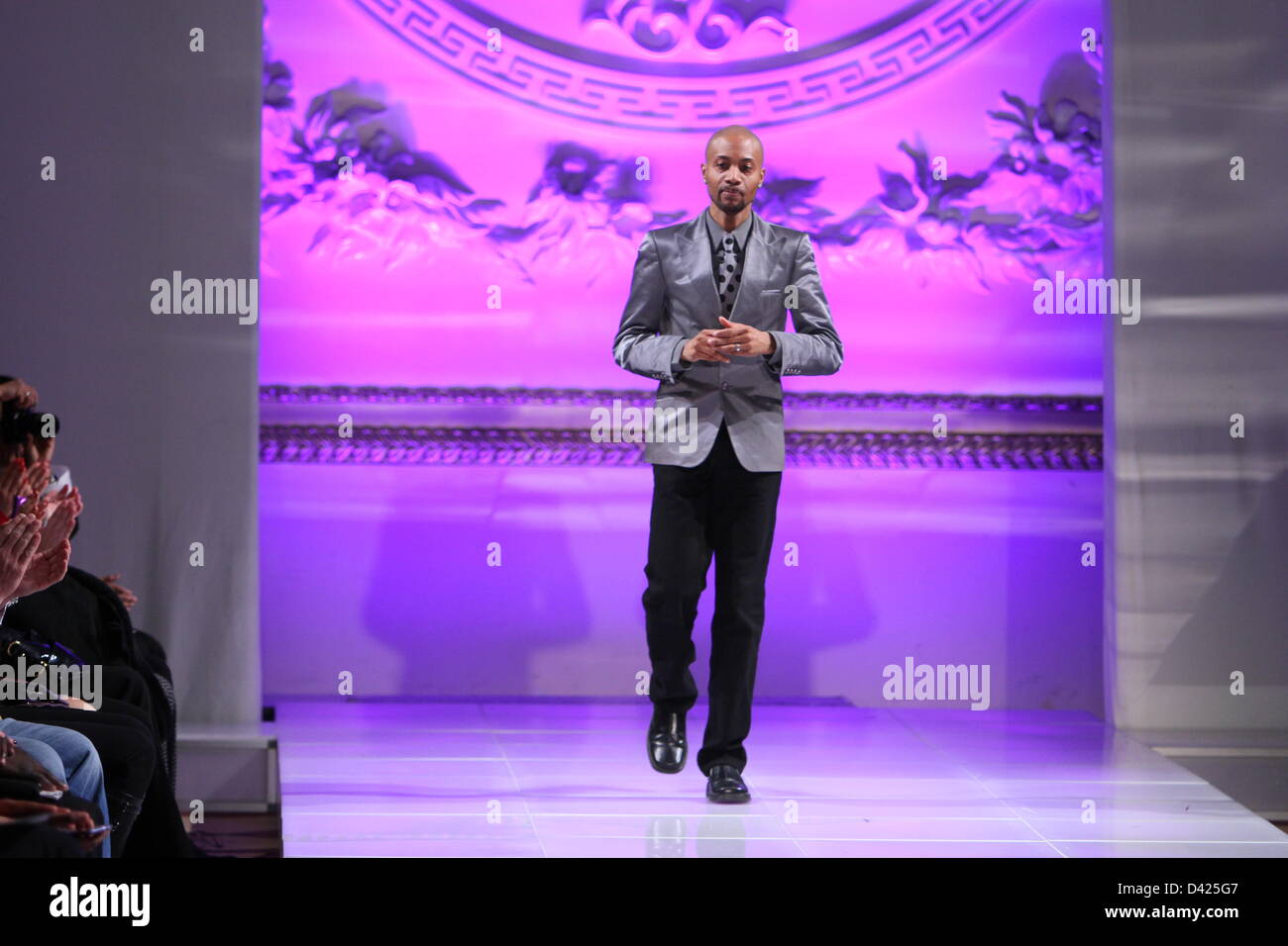 NEW YORK - FEBRUARY 17:Designer Tyrell Mason walks runway for Tyrell ...
