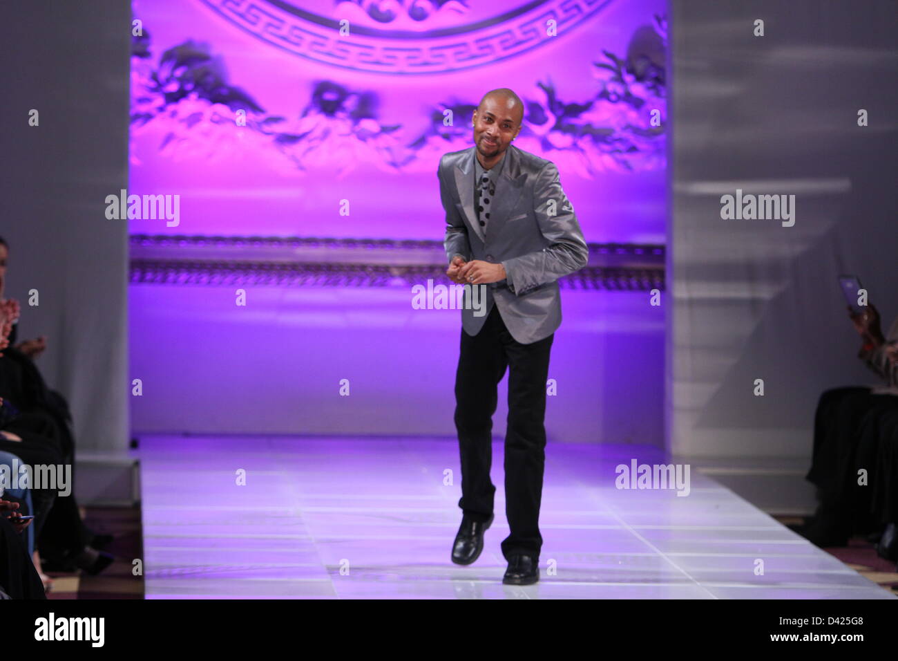 NEW YORK - FEBRUARY 17:Designer Tyrell Mason walks runway for Tyrell ...
