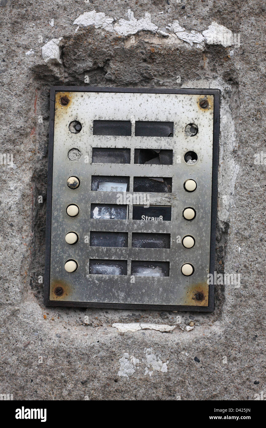Leipzig, Germany, the bell system of a vacant apartment building Stock ...