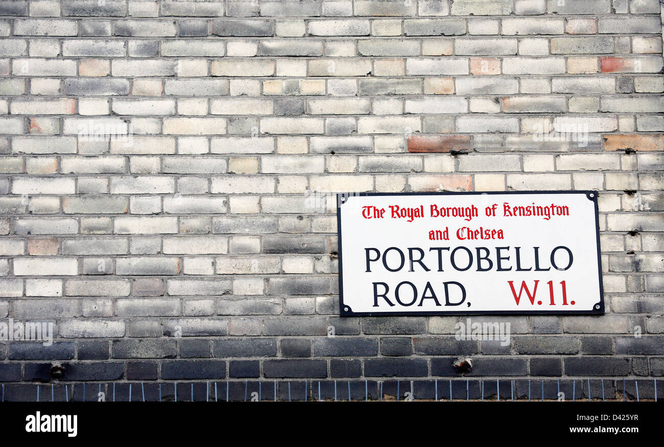 London Street Sign, Portobello Road, Borough of Kensington and Chelsea ...