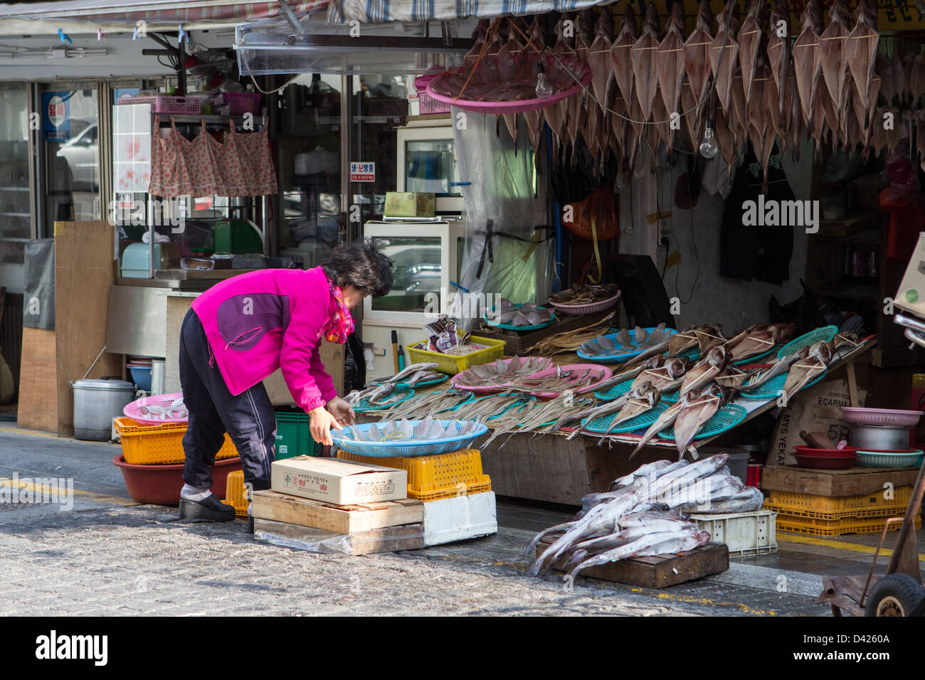 Stand at the Jagalchi fish market Stock Photo - Alamy