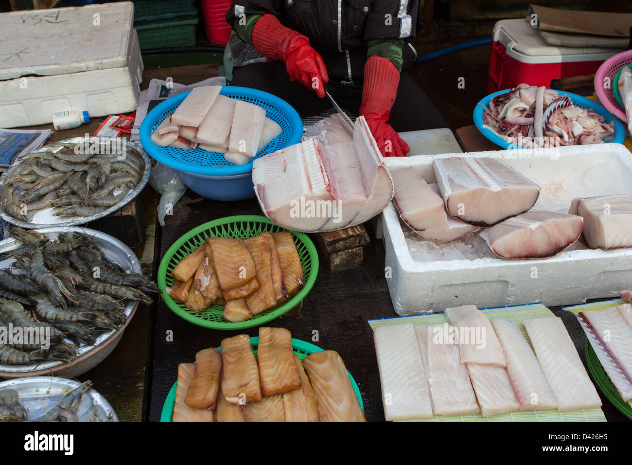 Fishes and seafood at Jagalchi fish market Stock Photo - Alamy
