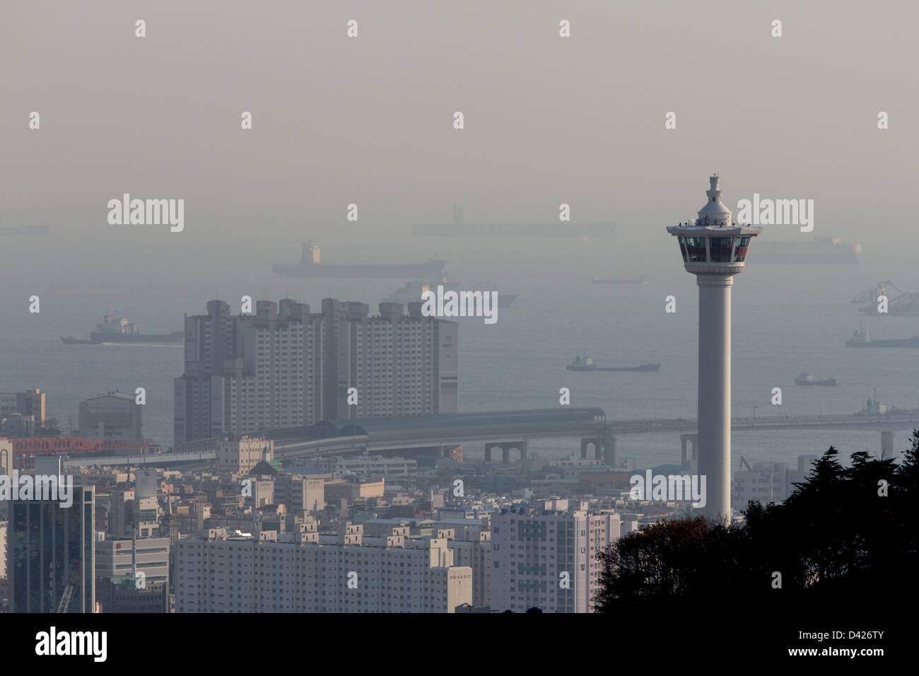 Busan Tower in Yongdusan Park in Busan City, South Korea Stock Photo ...