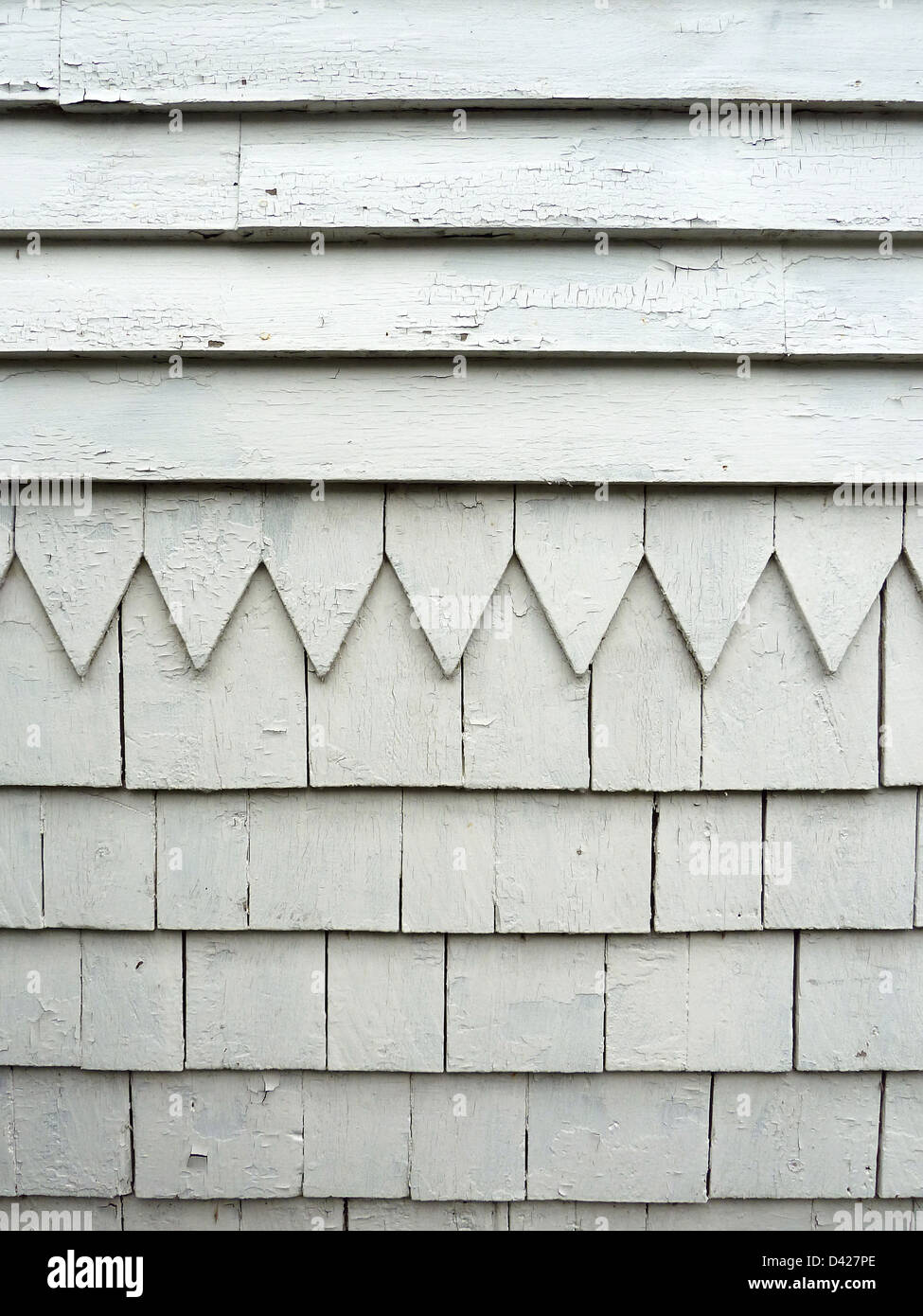 Detail of shingle patterns on a turn-of-the-century building, Bar ...