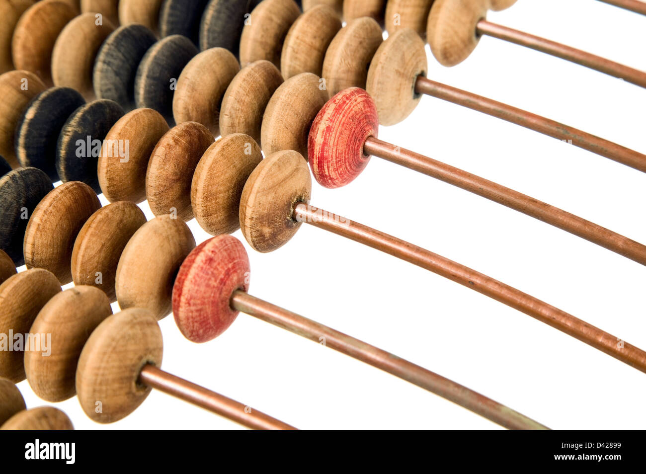 Old mathematical calculator abacus made from wood and metal bars Stock ...