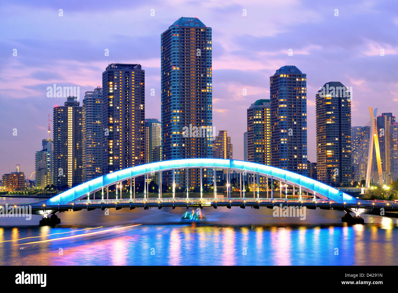 Tokyo, Japan residential high rises at Tsukishima Island Stock Photo ...