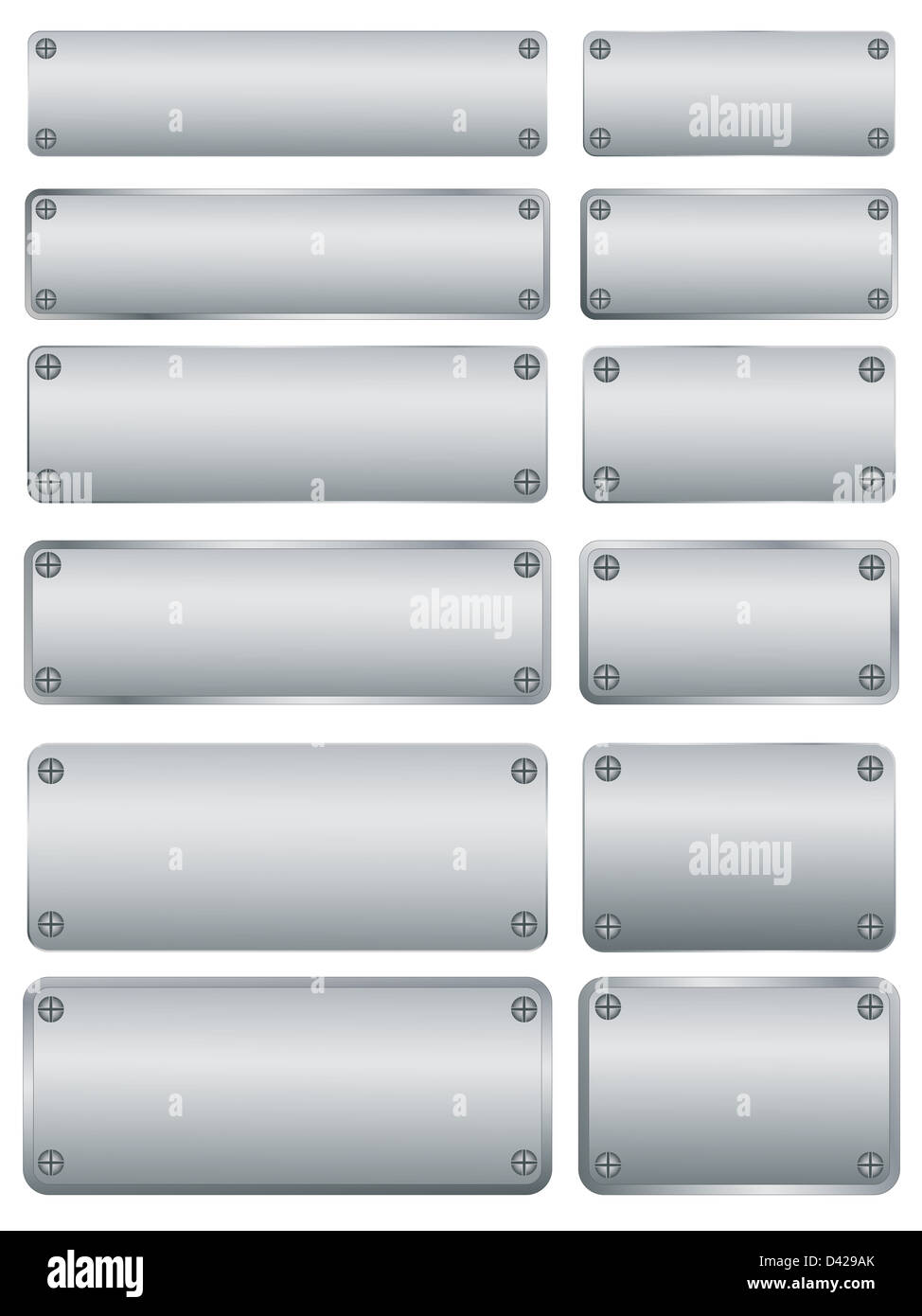 set of steel plates with screws Stock Photo - Alamy