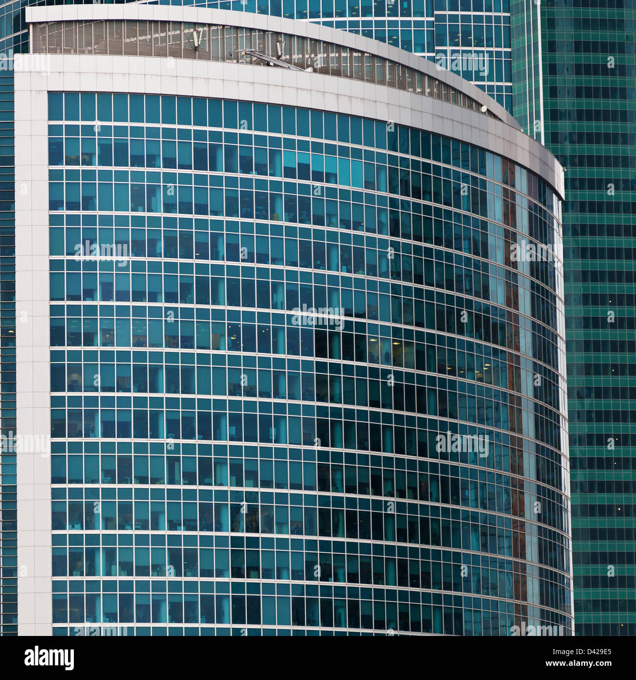 fragment of glass tower walls in business center of Moscow city Stock ...