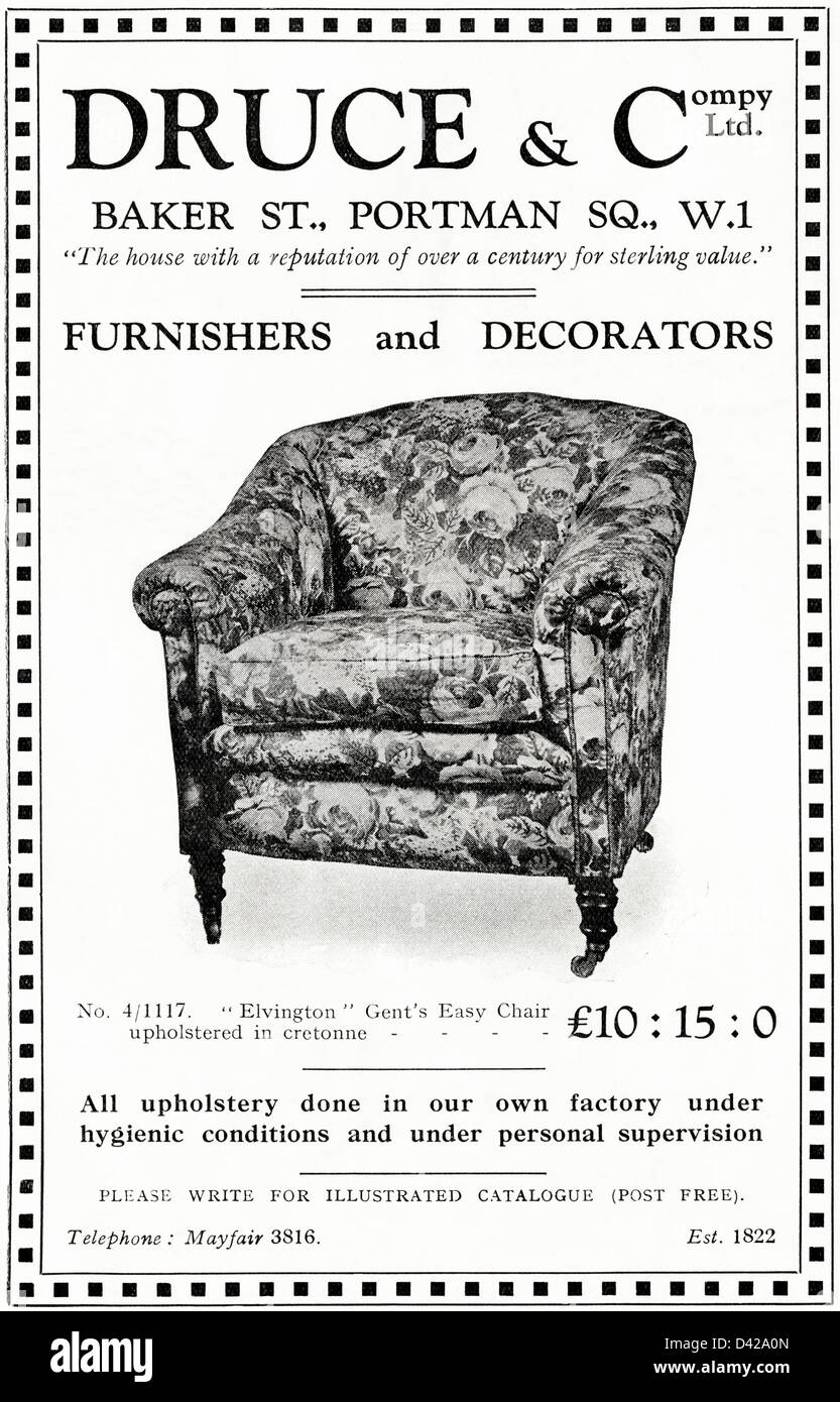 Original 1920s vintage print advertisement from English country ...