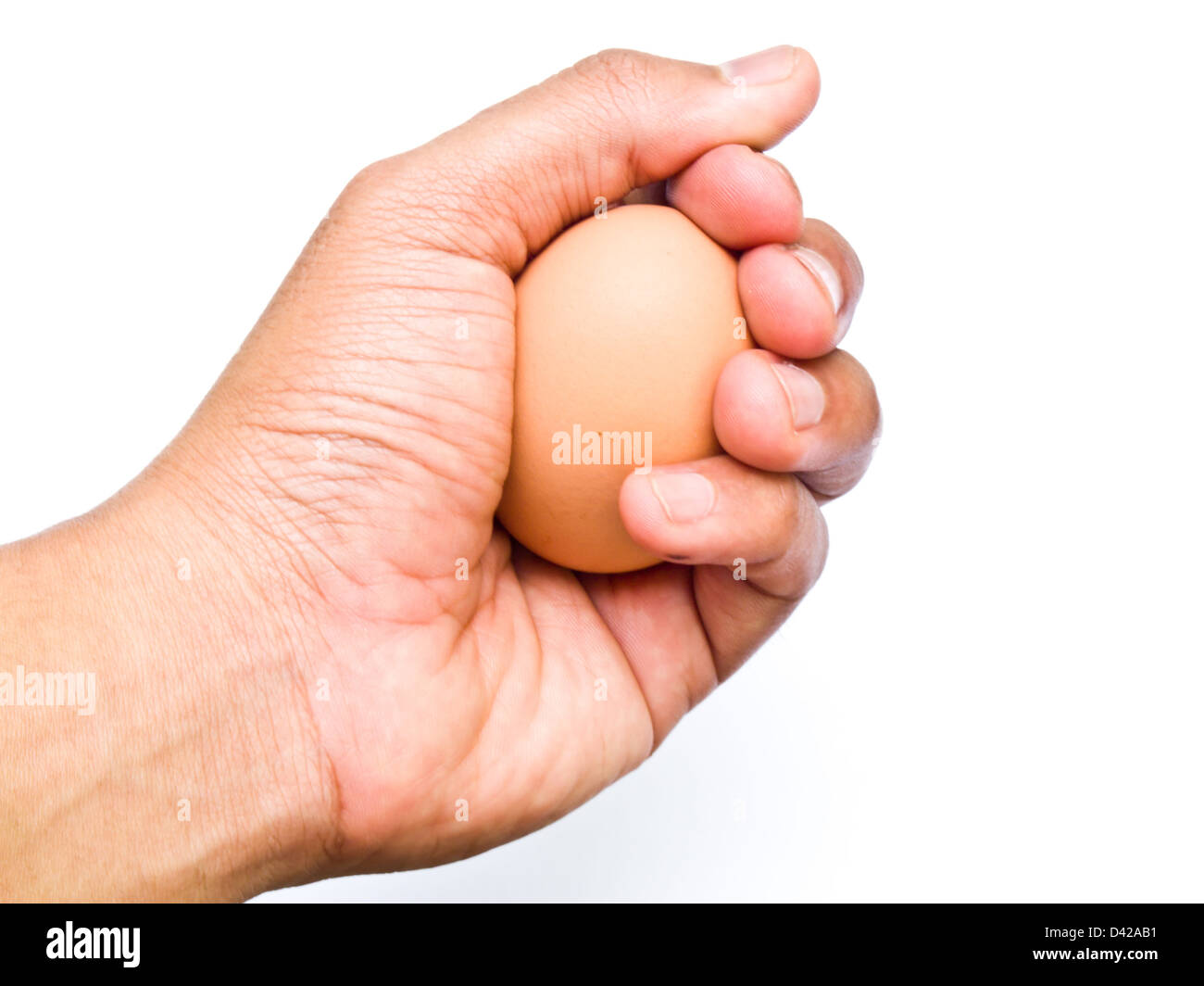 Man's hand with an egg isolated on white background Stock Photo - Alamy