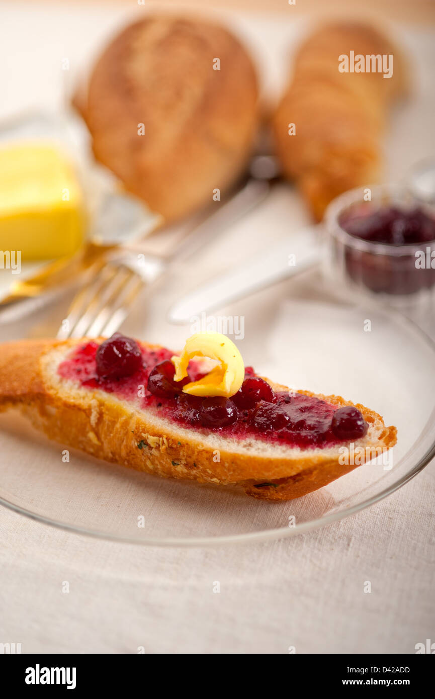 bread butter and jam classic European breakfast Stock Photo - Alamy