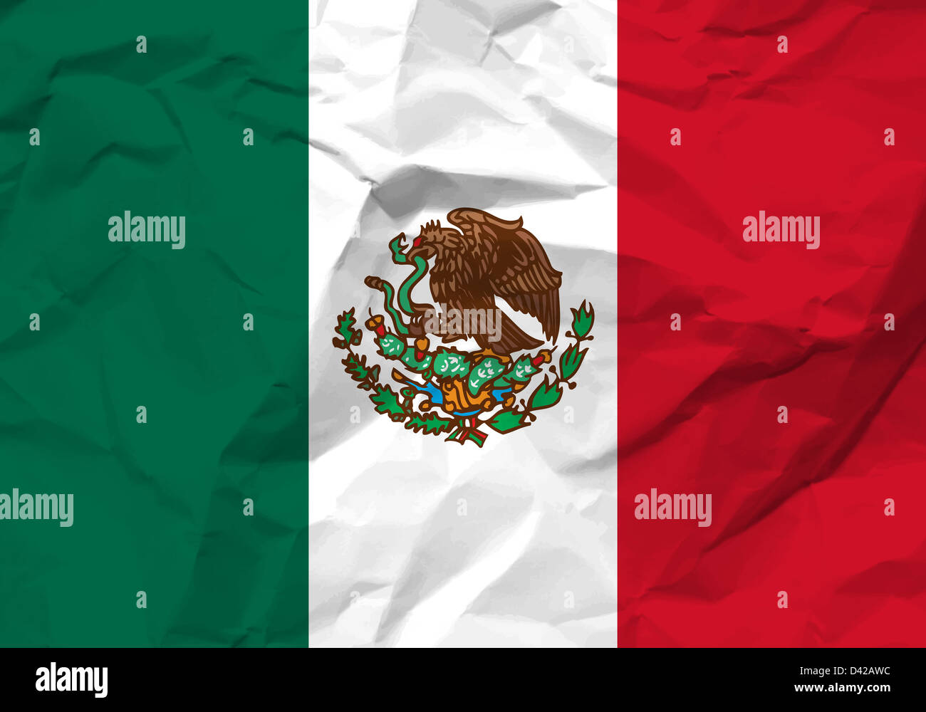 Crumpled paper Mexico flag textured background. Vector illustration ...