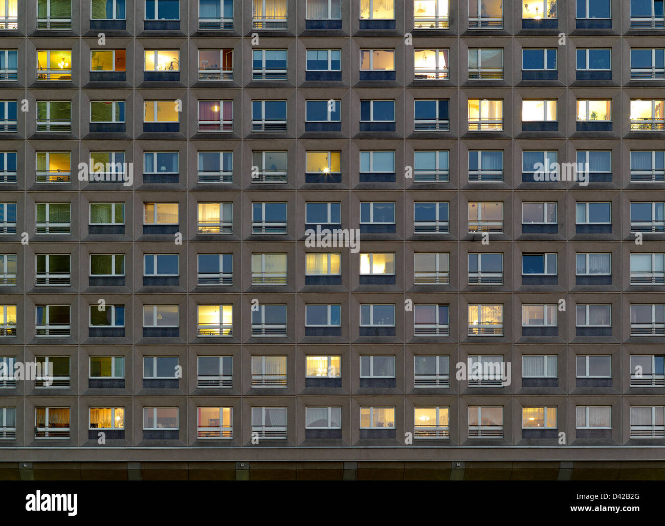 Berlin, Germany, View of illuminated windows of flats Stock Photo - Alamy