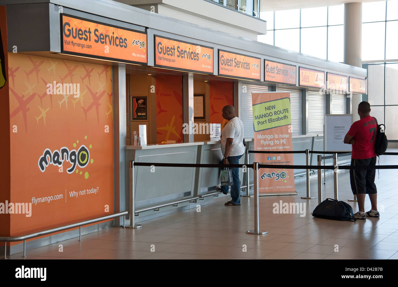 Flymango guest services desk at Cape Town Airport South Africa Stock ...