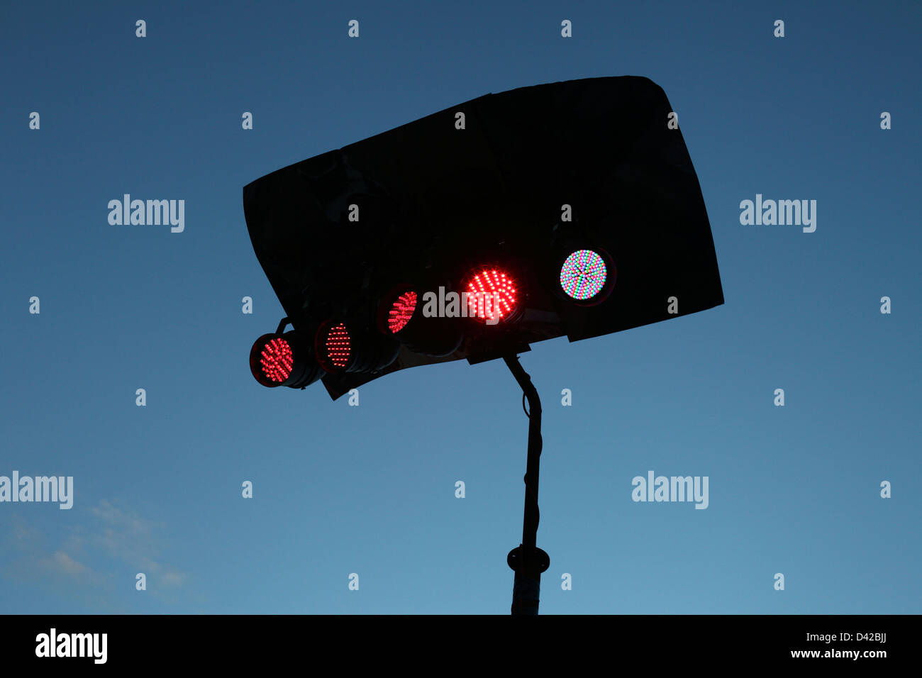 Berlin, Germany, LED spotlight with cover under a blue sky Stock Photo ...