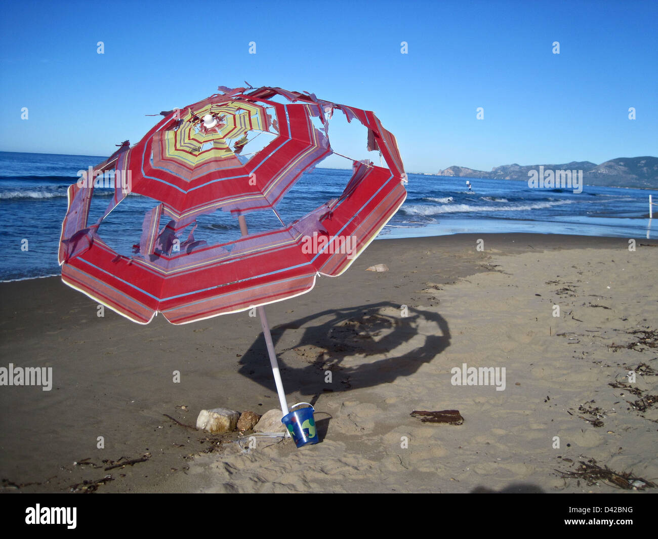 Umbrella destroyed by wind hi-res stock photography and images - Alamy