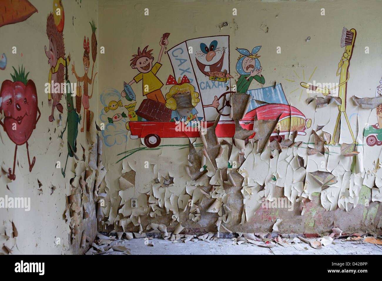 Gross Dölln, Germany, mural in a school building of the airfield ...