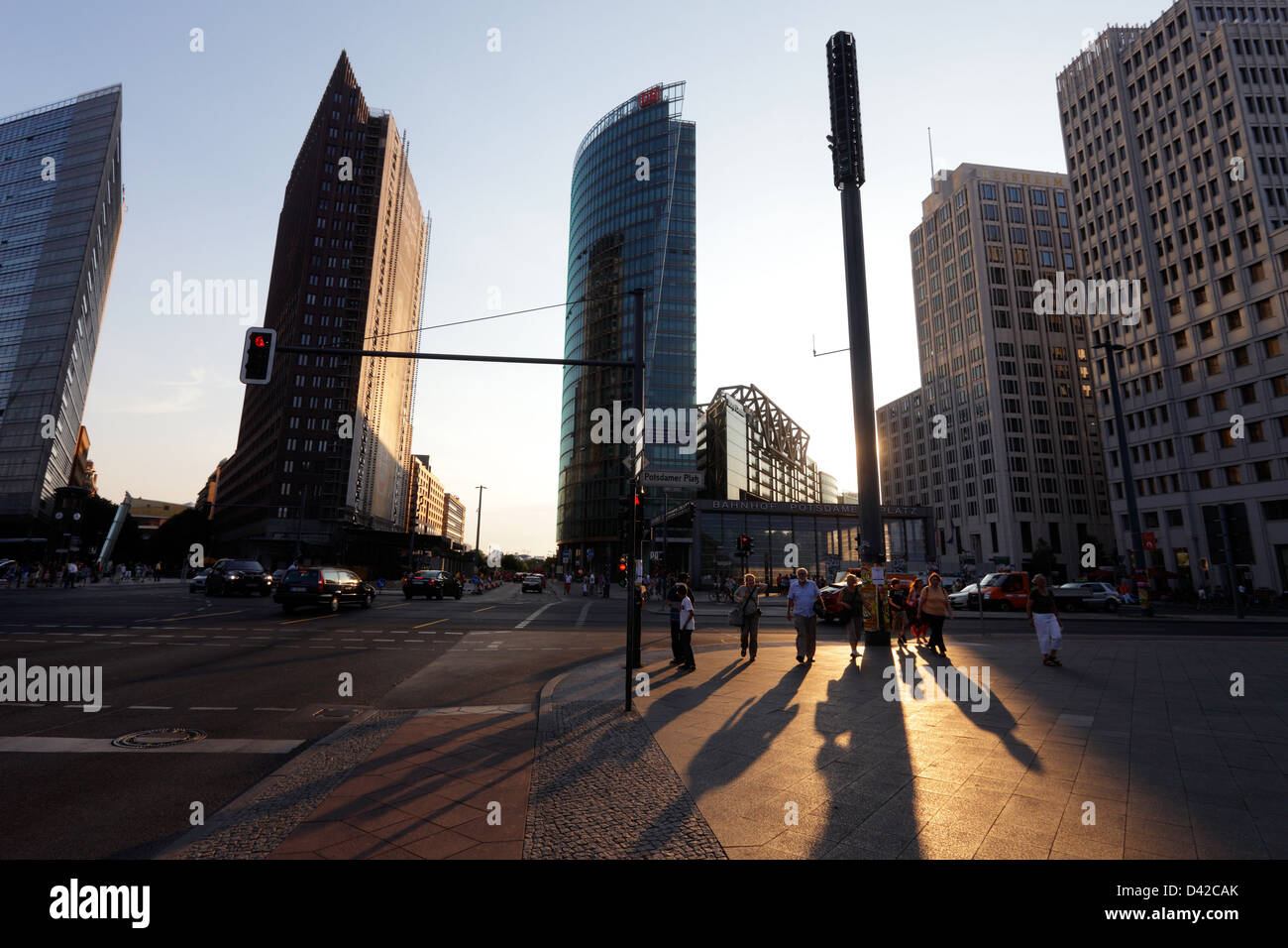 Berlin, Germany, end buildings at Potsdamer Platz in the evening sun ...