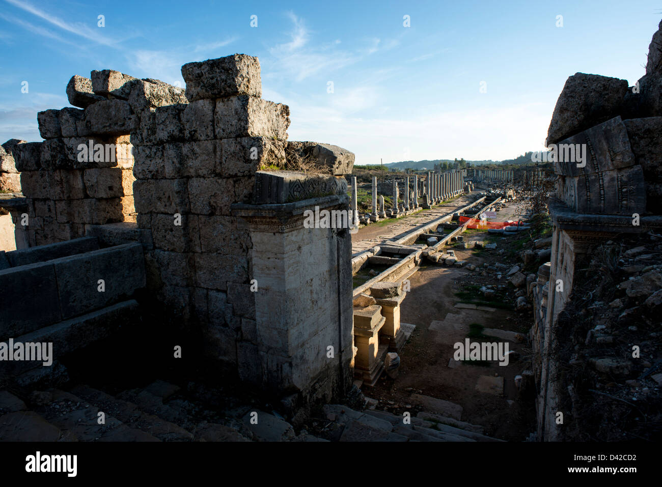 View down the collonaded street and water channel from the ornamental ...