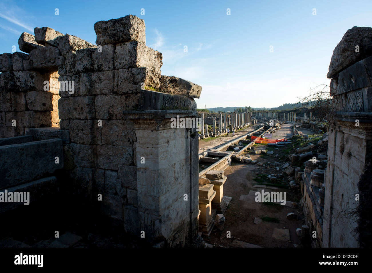 View down the collonaded street and water channel from the ornamental ...
