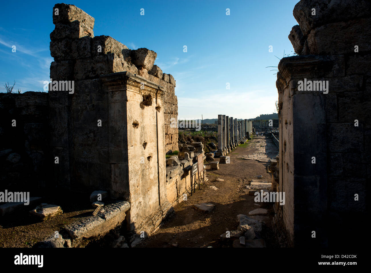 View down the collonaded street and water channel from the ornamental ...