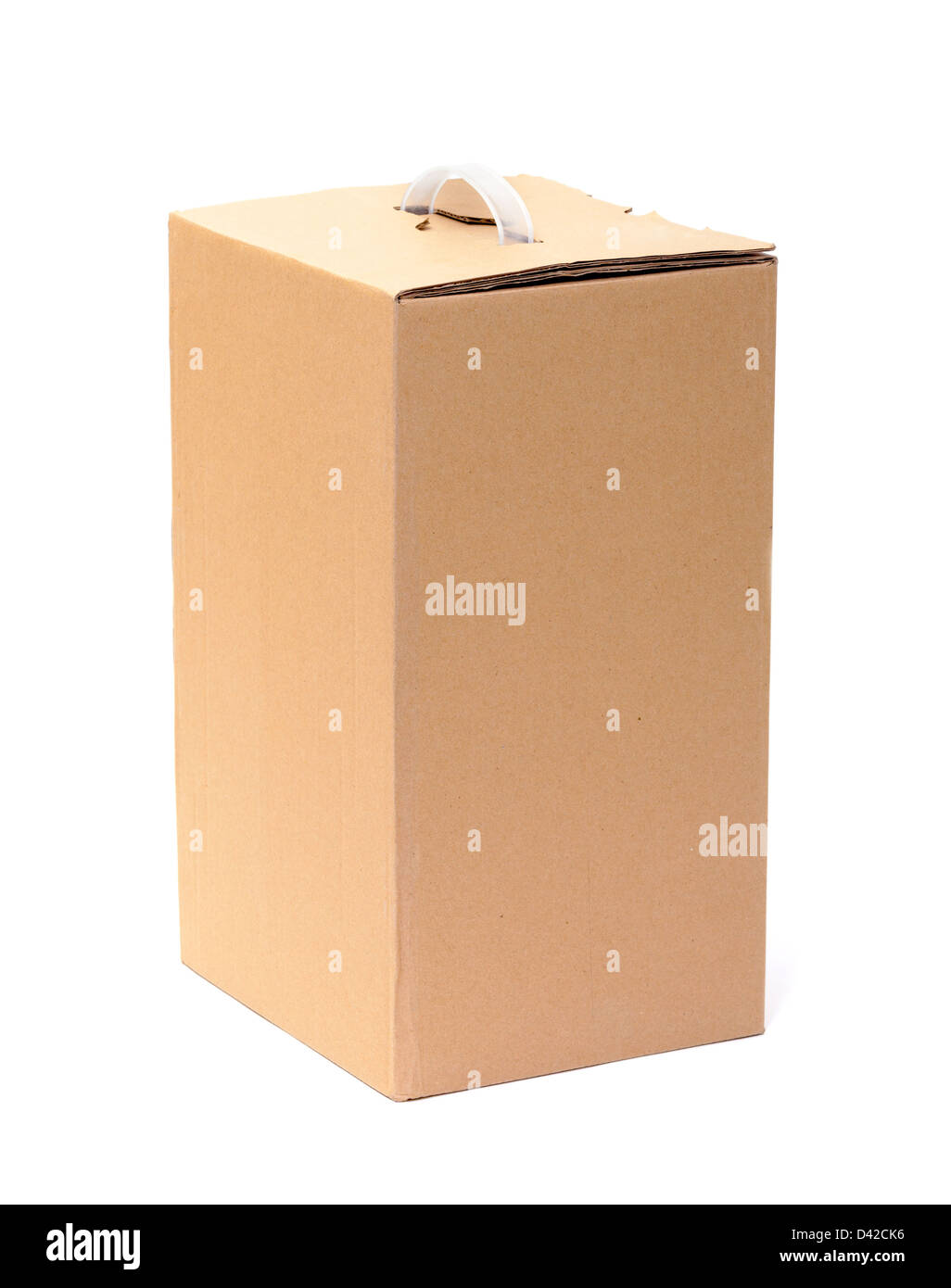 Corrugated Cardboard Box with Handle on white background Stock Photo ...