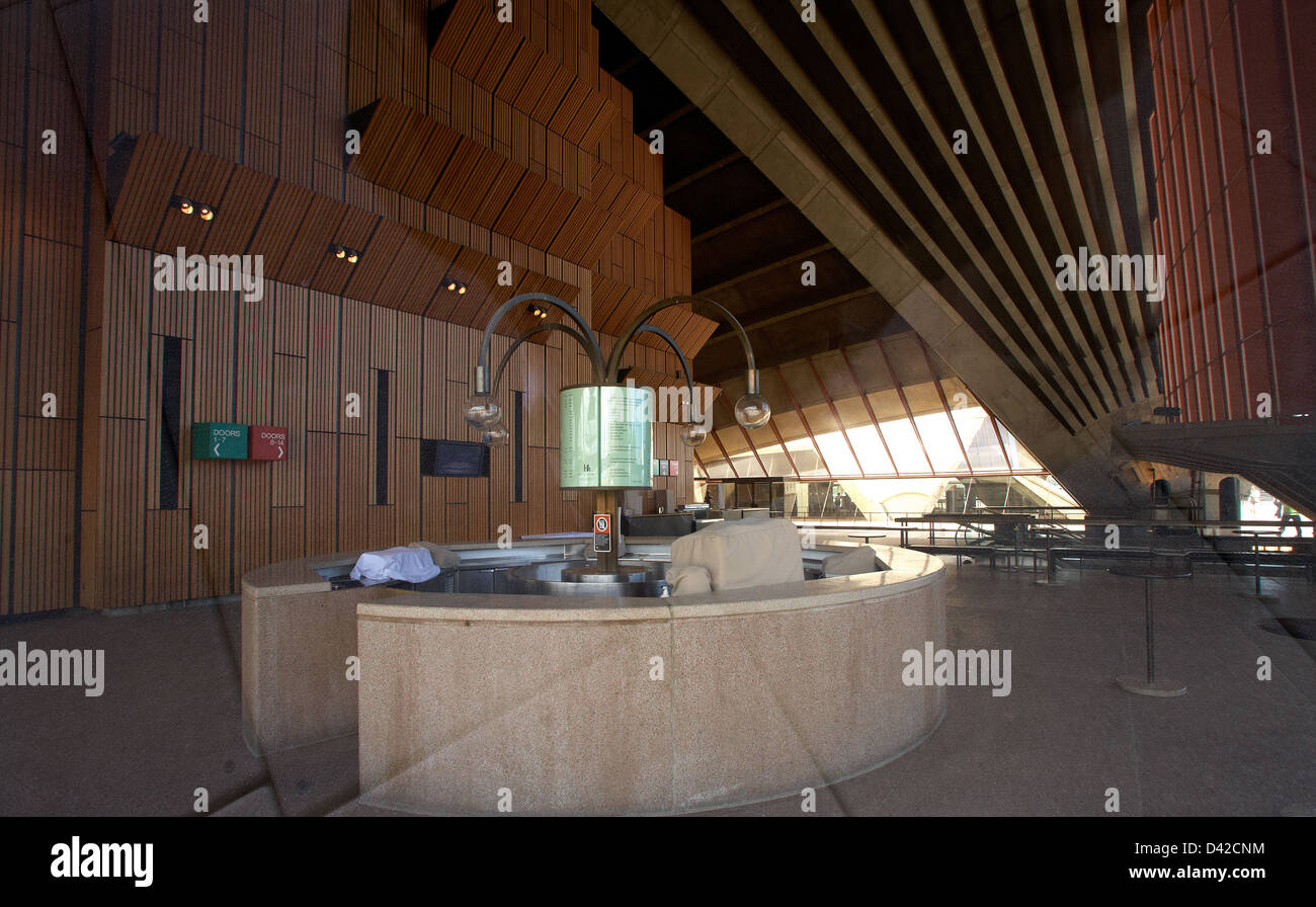 Sydney, Australia, a waiting area of the Opera House by Joern Utzon ...