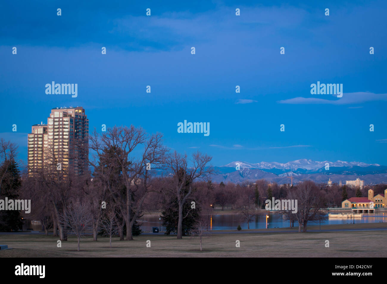 Denver skyline at blue hour Stock Photo - Alamy