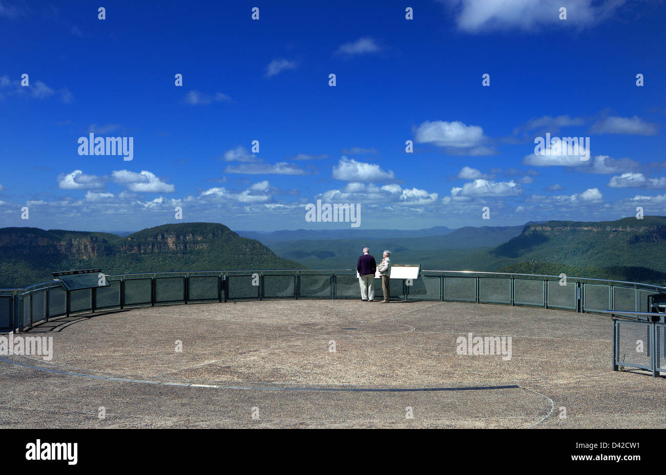 Katoomba, Australia, viewing platform at Echo Point Lookout Stock Photo ...