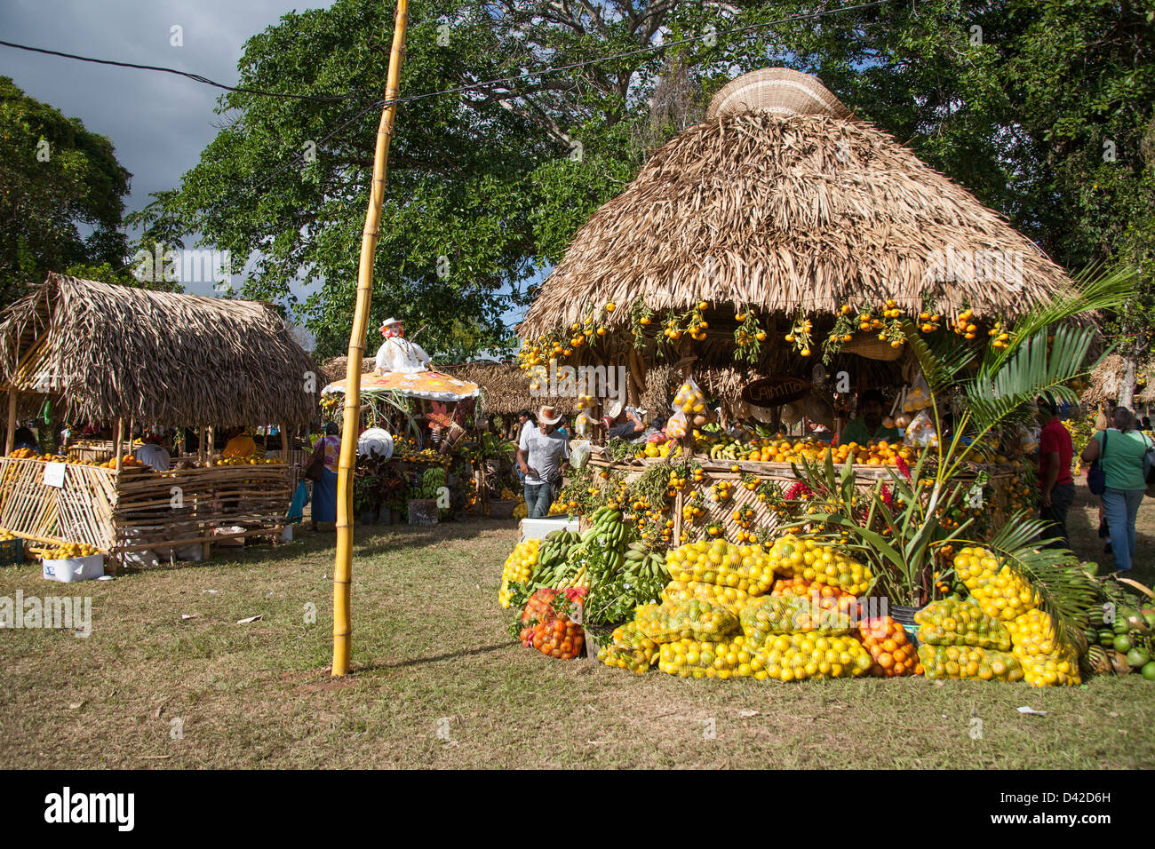 Straw hut / vendor showing off produce for sale at the folklore ...