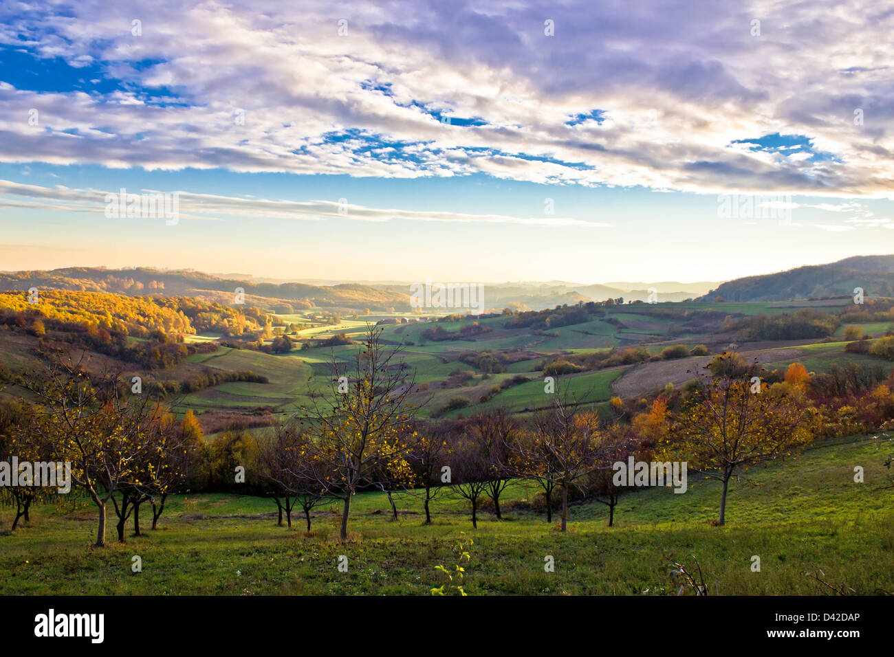 Colorful early morning valley landscape in Croatia Stock Photo - Alamy
