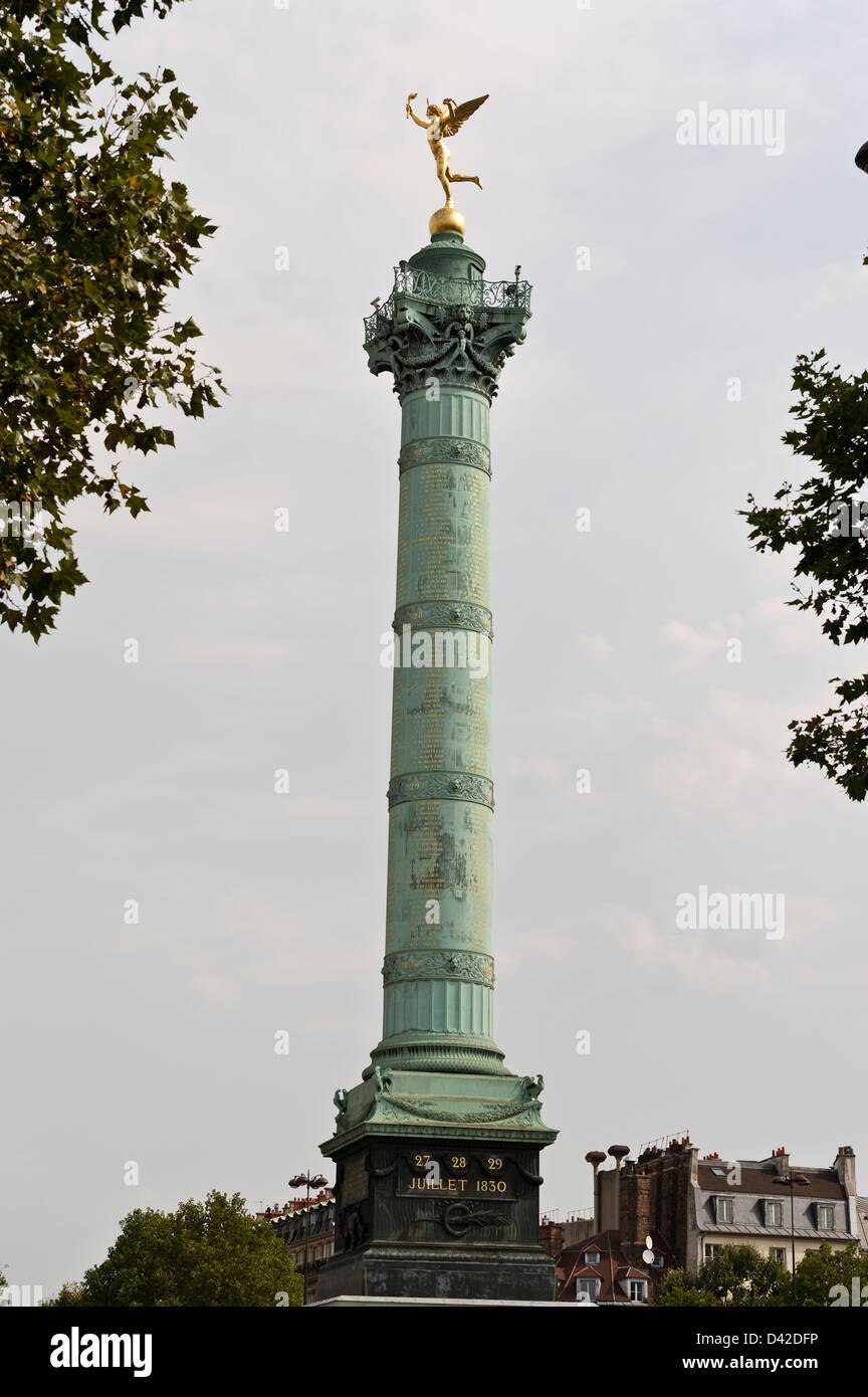 Bastille column with angel on top, Paris, France Stock Photo - Alamy