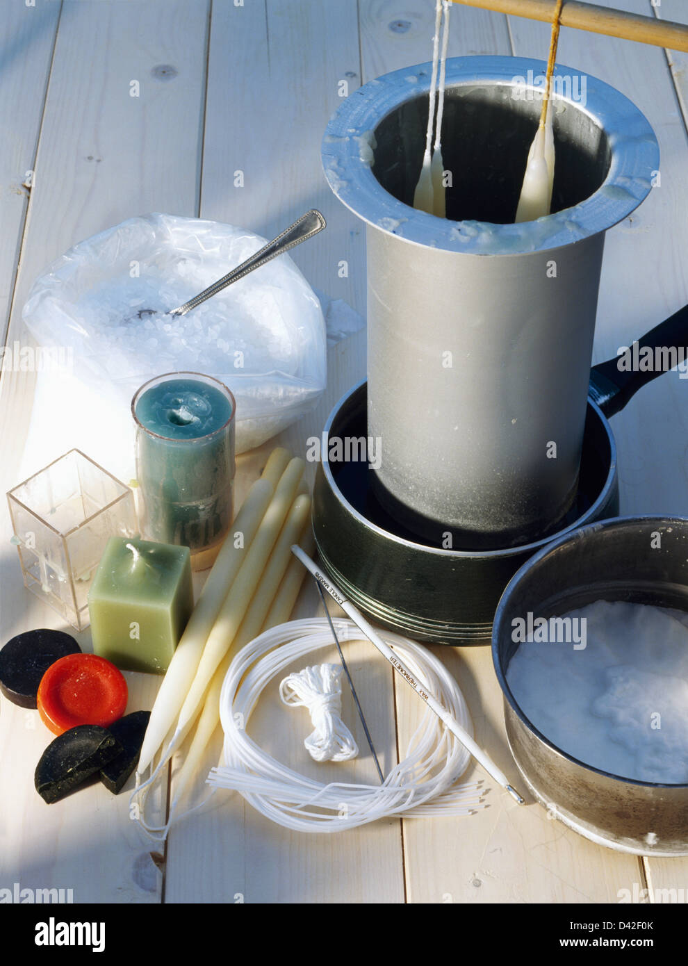 Close-up of candle making materials and tools Stock Photo - Alamy