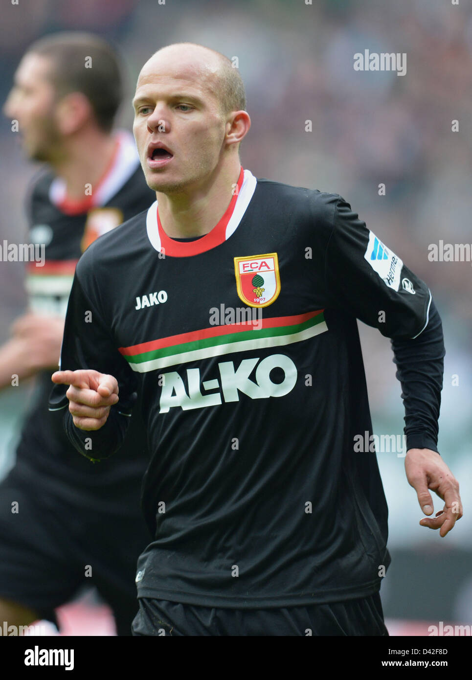 Augsburg's Tobias Werner gestures after scoring 0:1 during the match ...