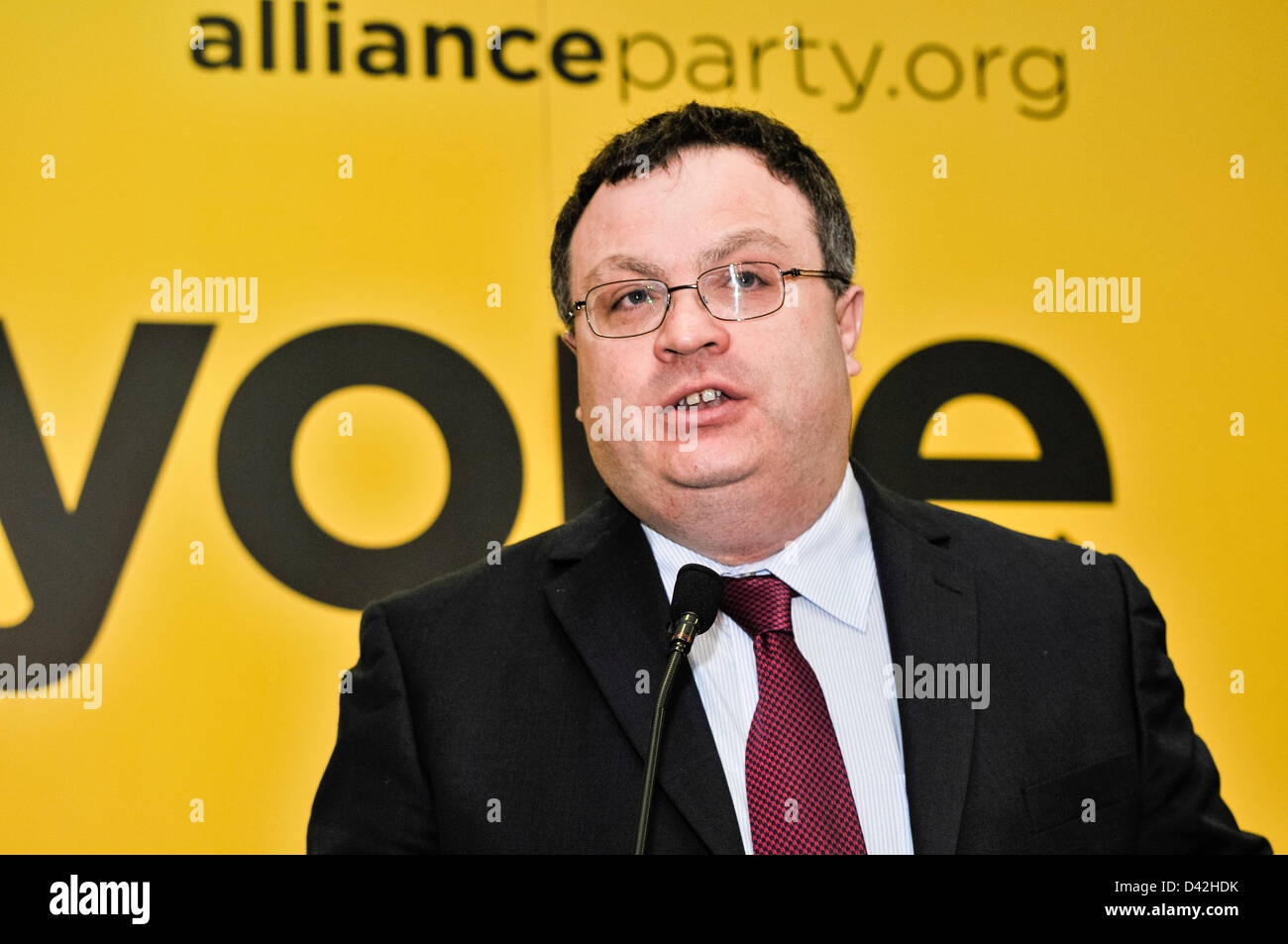 Belfast, Northern Ireland. 2nd March 2013. Stephen Farry, MLA for North ...