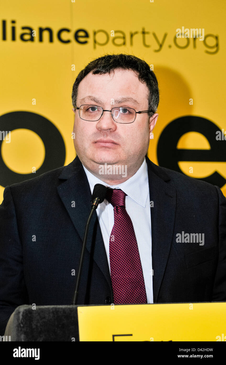 Belfast, Northern Ireland. 2nd March 2013. Stephen Farry, MLA for North ...