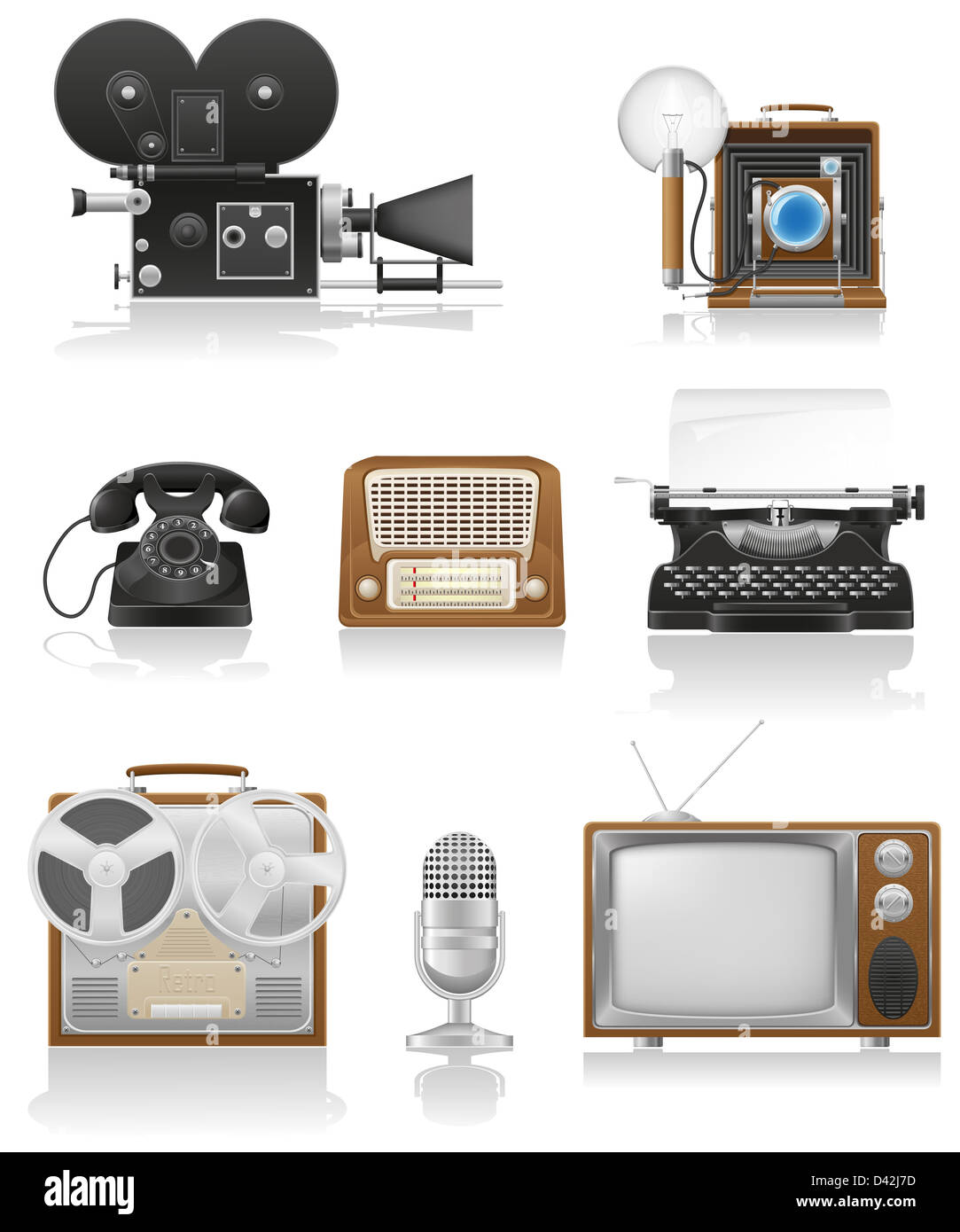vintage and old art equipment video photo phone recording tv radio ...
