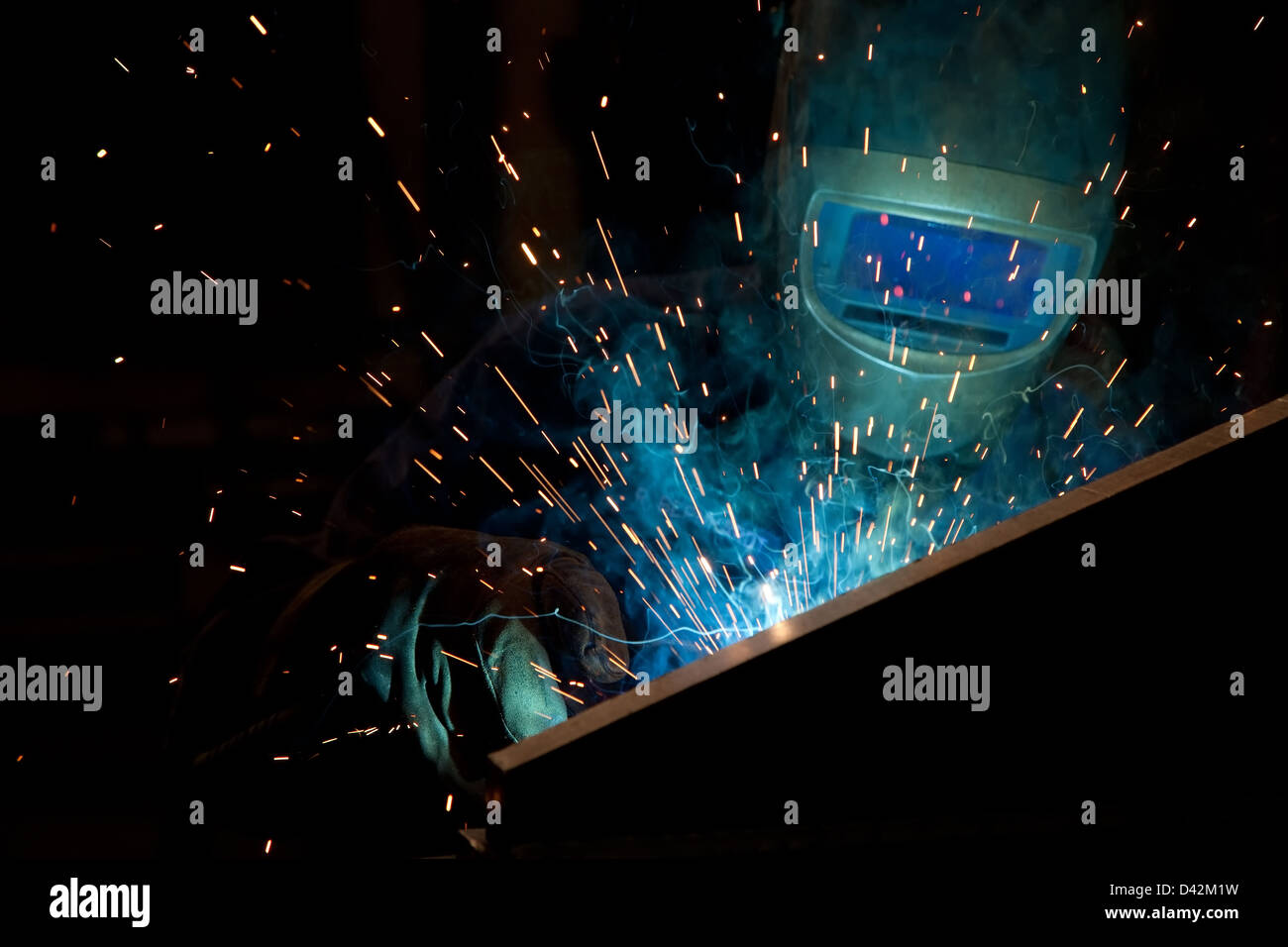 Bad Neustadt, Germany, welder at steel works Stock Photo - Alamy